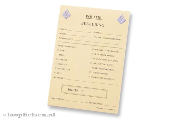 Funcars Politie bonnenboekje | Loopfietsen.nl