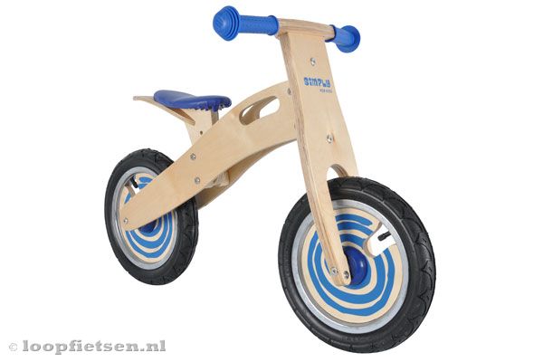Woodtoys Houten loopfiets blauw | Loopfietsen.nl