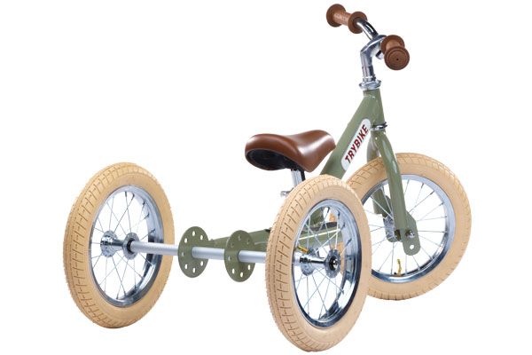 Trybike Steel Vintage groen 2-in-1 | Loopfietsen.nl